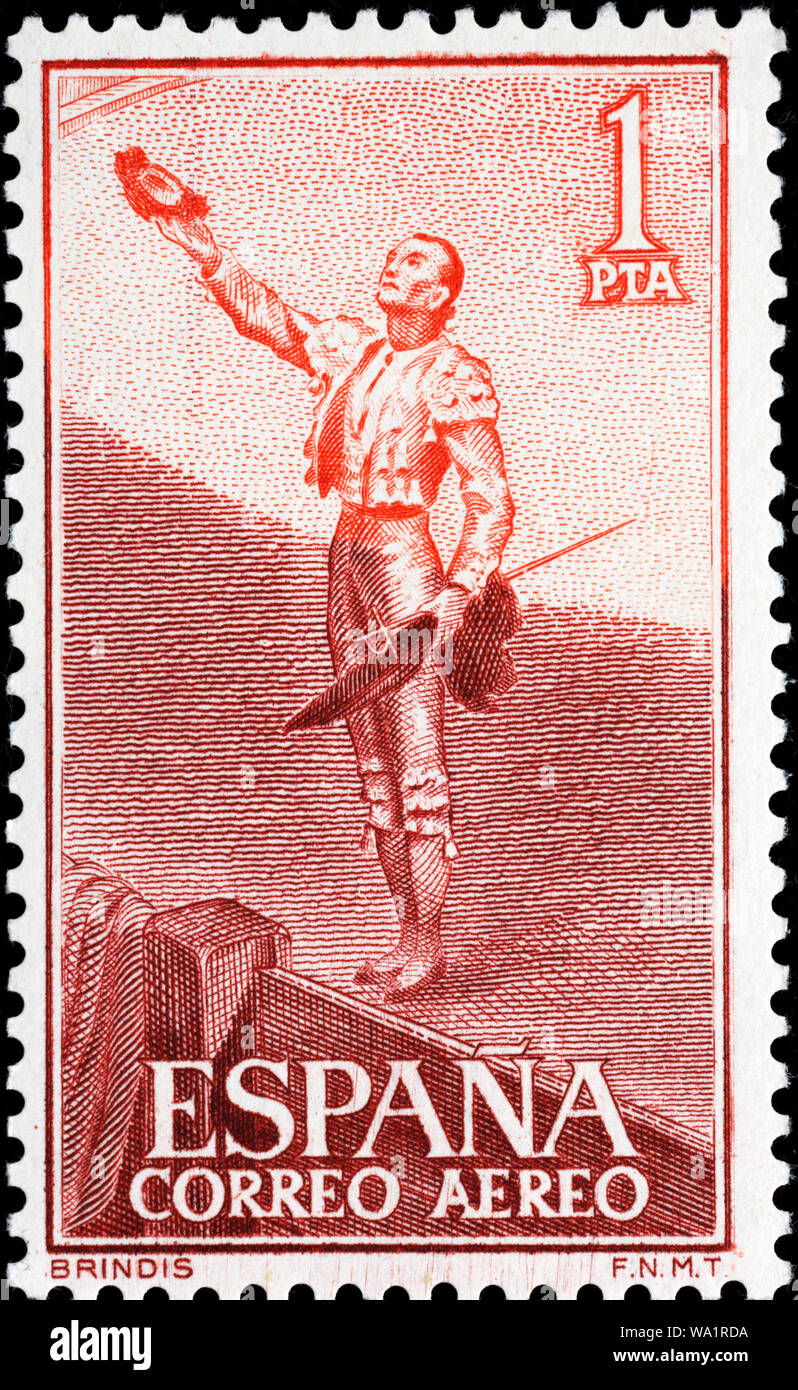 Matador, Bullfighting, corrida de toros, postage stamp, Spain, 1960 ...