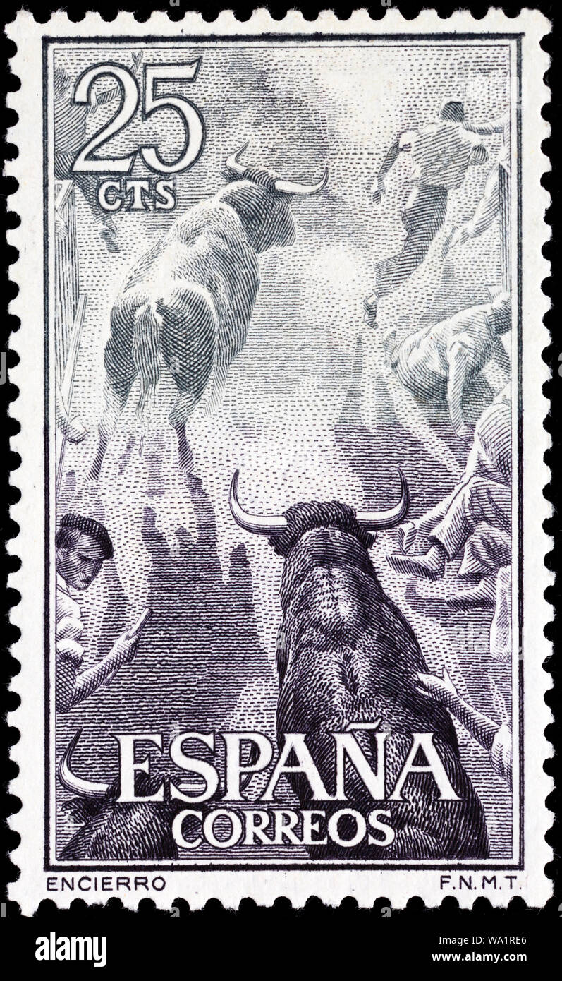Bullfighting, corrida de toros, postage stamp, Spain Stock Photo - Alamy