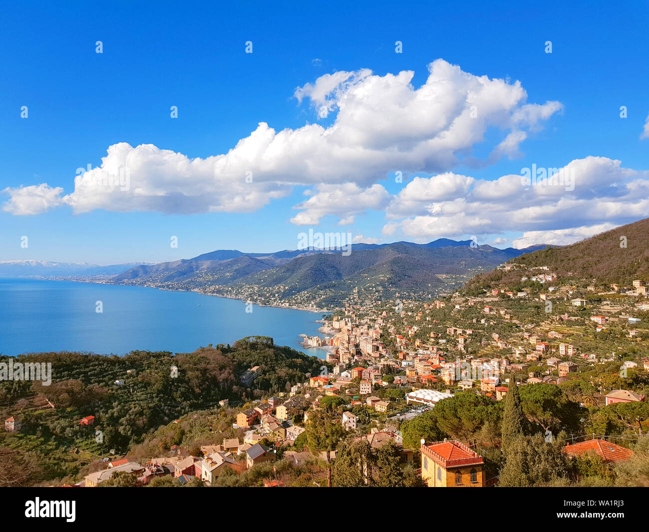Top view beautiful landscape village with mountain and sea view with ...