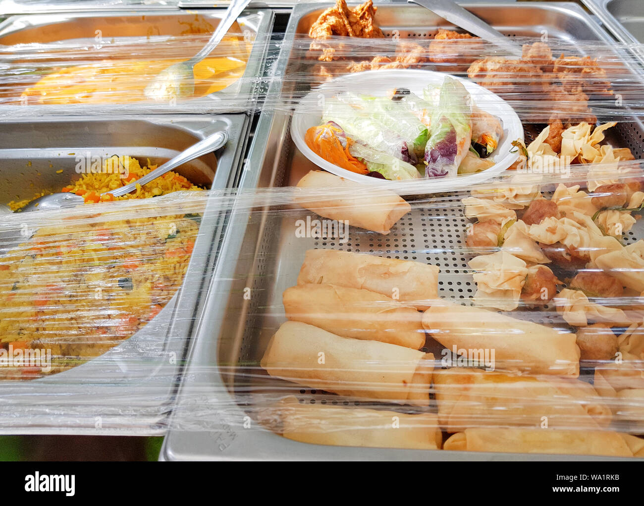 Vegetable fried spring rolls in festival street food Stock Photo - Alamy