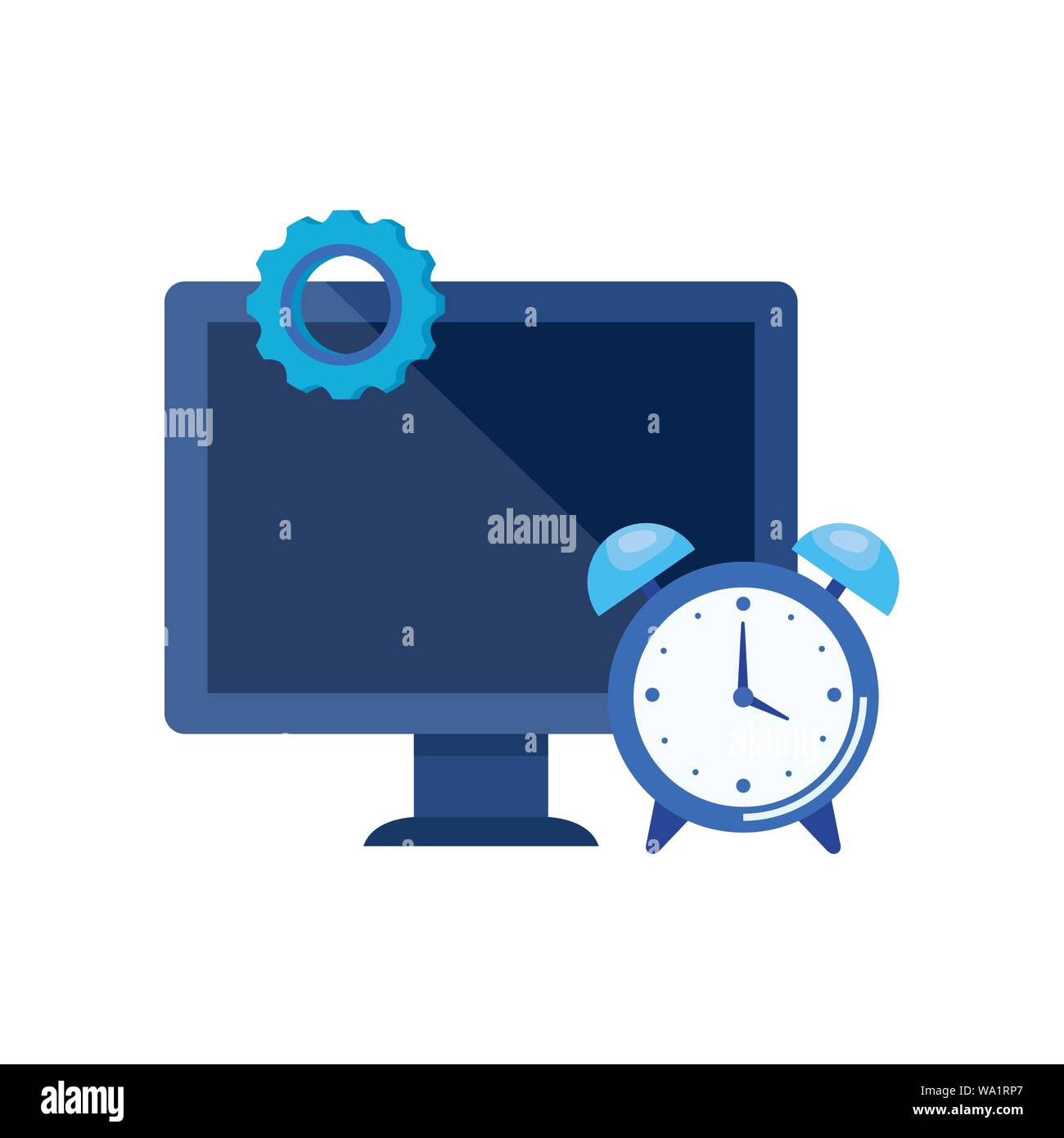 desktop computer with alarm clock Stock Vector Image & Art - Alamy