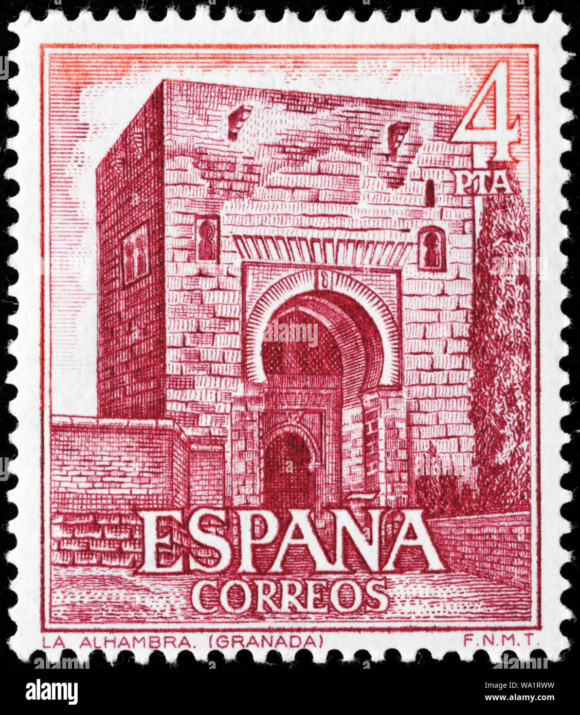 Alhambra, Granada, Andalusia, postage stamp, Spain, 1975 Stock Photo ...