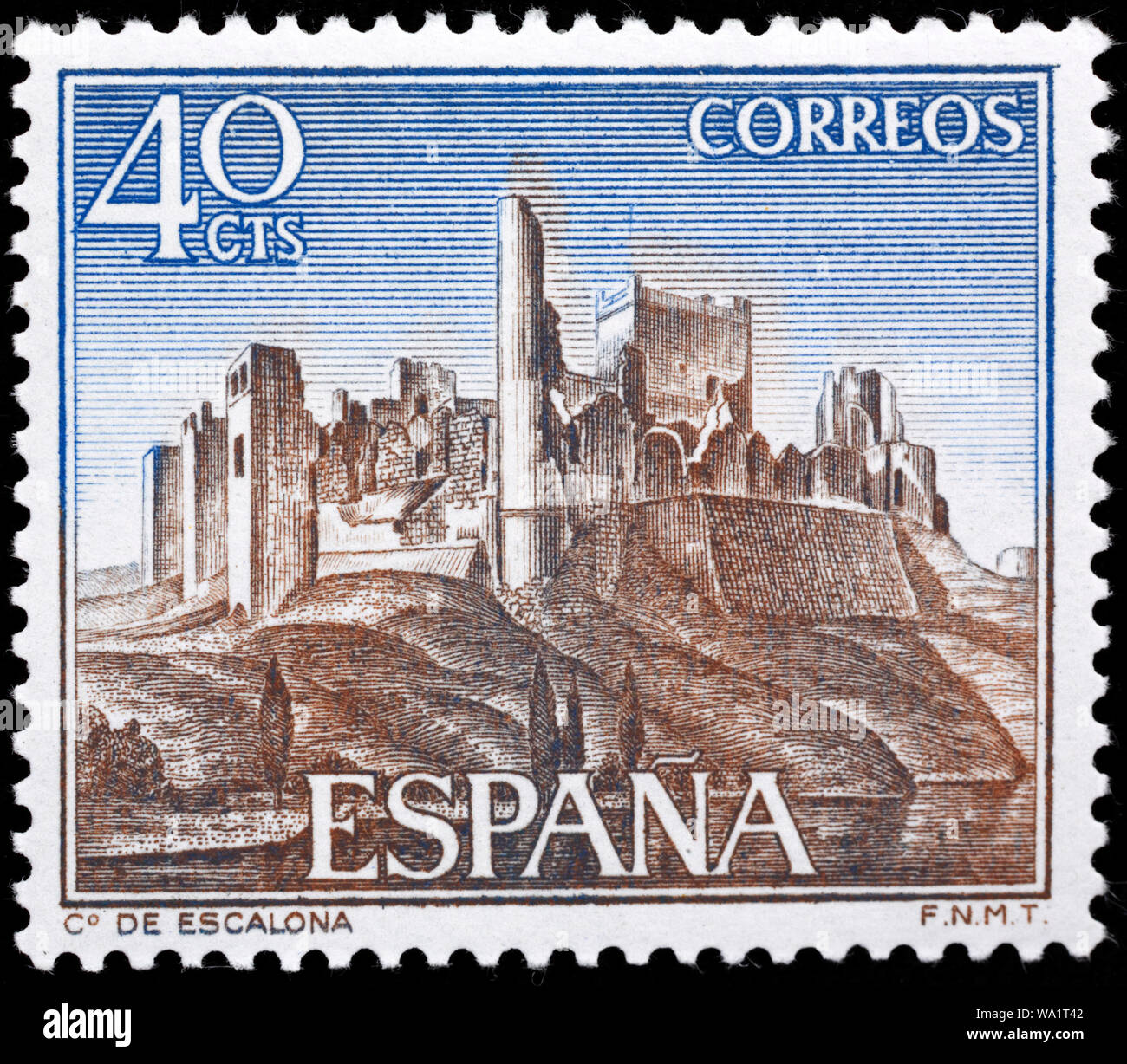 Escalona Castle, Toledo, Castilla-La Mancha, postage stamp, Spain, 1968 ...