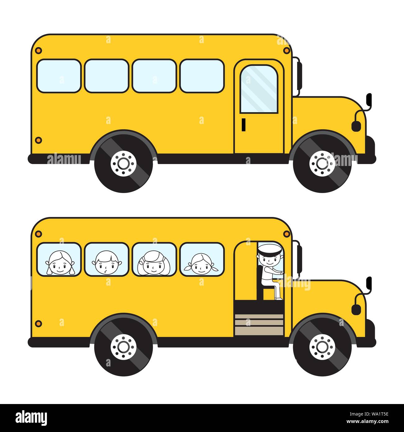 Vector schoolbus with children and empty Stock Vector Image & Art - Alamy