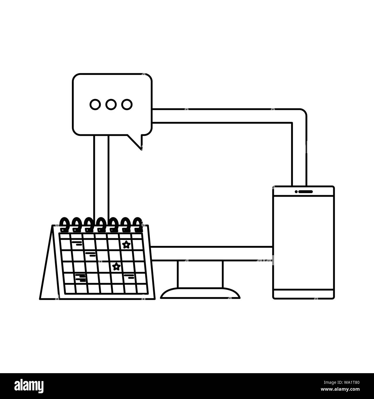desktop computer with calendar reminder Stock Vector Image & Art - Alamy
