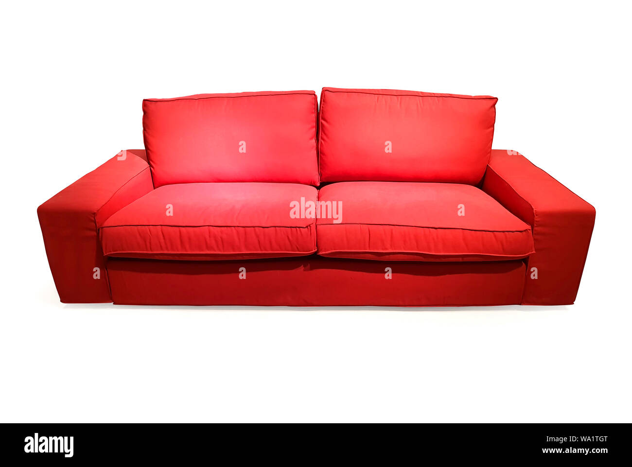 Red color sofa isolated on a white background with clipping path Stock ...