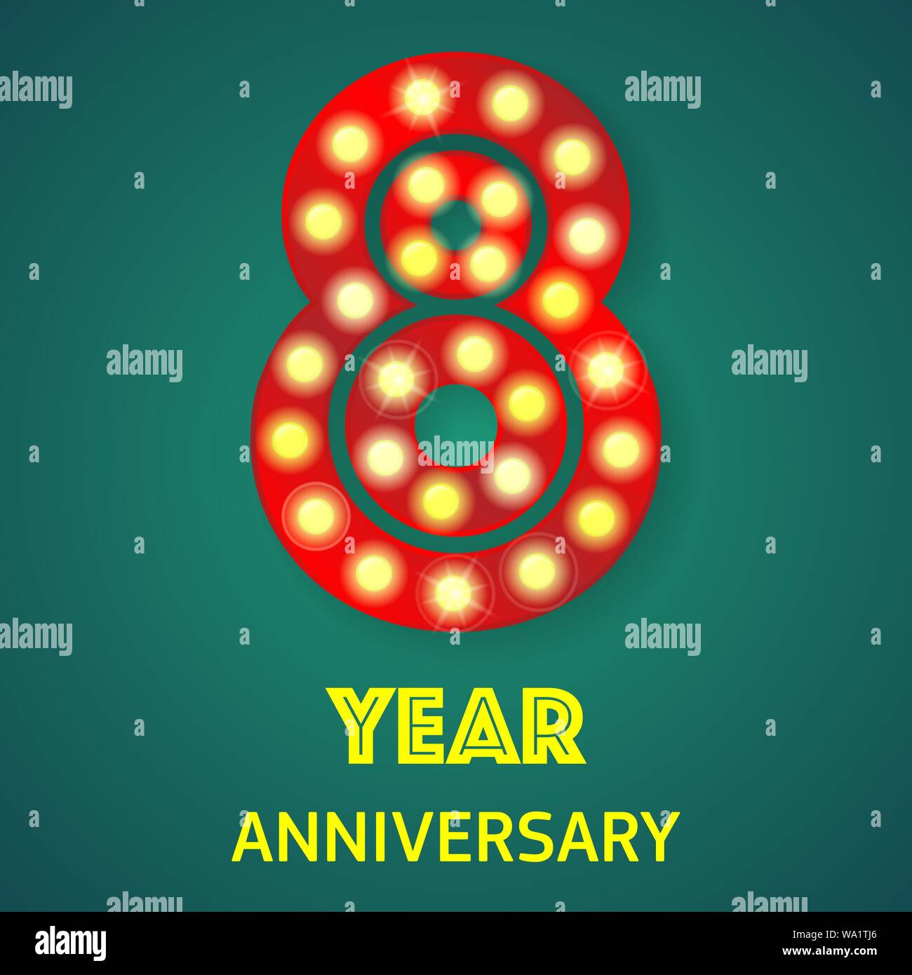 Red number eight with yellow lights and text Stock Vector Image & Art ...