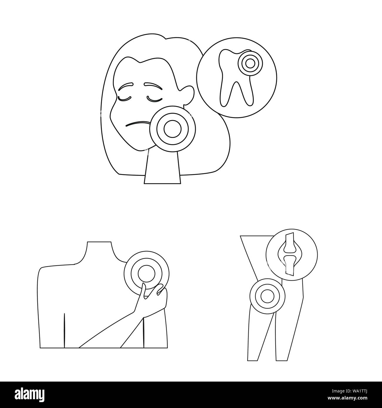 Vector illustration of bone and inflammation icon. Set of bone and ...