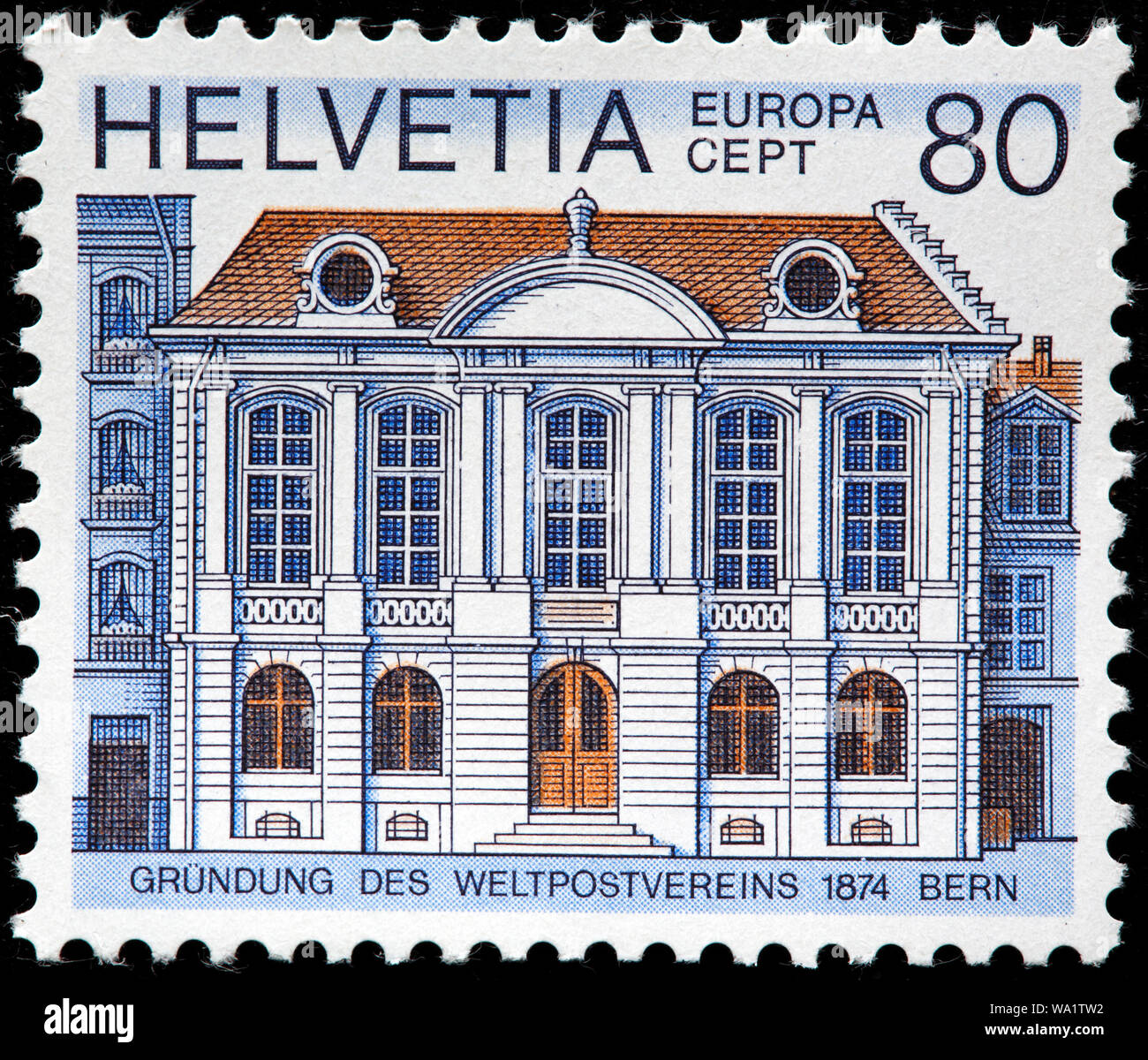 City hall, Stadthaus, Bern, postage stamp, Switzerland, 1978 Stock ...