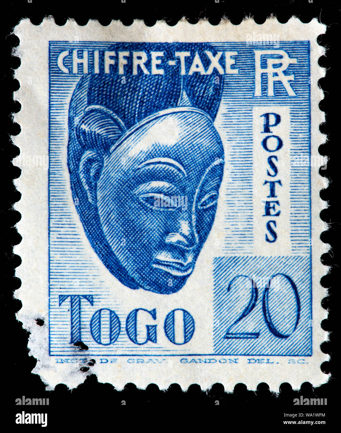Traditional mask, postage stamp, Togo, 1941 Stock Photo - Alamy