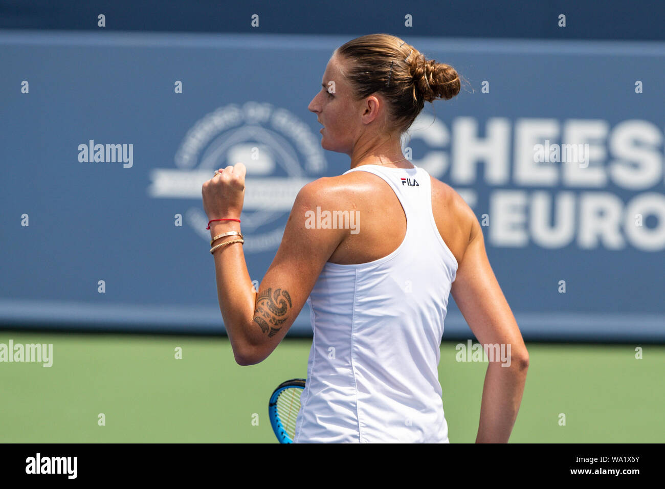 Mason, Ohio, USA. 16th Aug, 2019. Karolina Pliskova (CZE) reacts after ...
