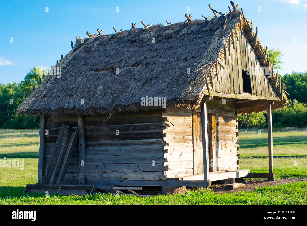 Wooden traditional house. The houses of peasants of the 16th century ...