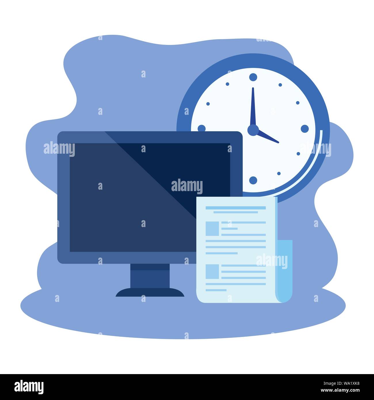 desktop computer with time clock Stock Vector Image & Art - Alamy