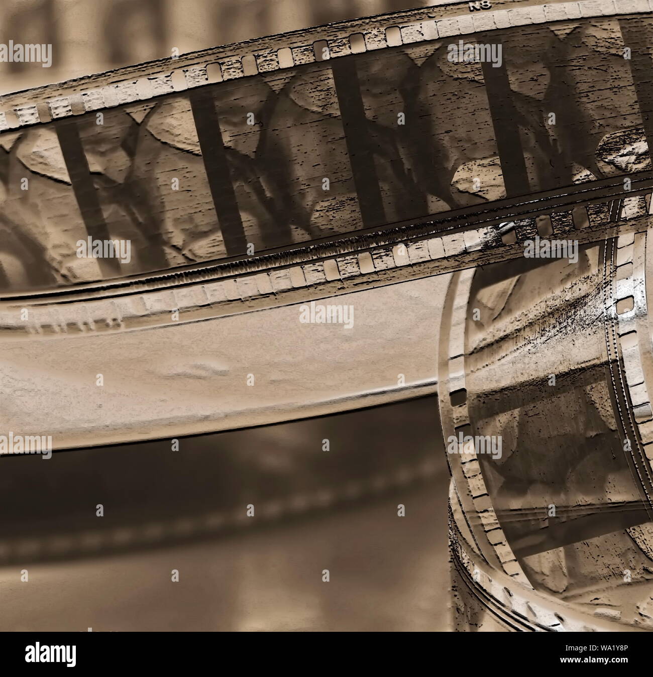 Old cine-film. Film strip on a blur background. Sepia photo Stock Photo ...