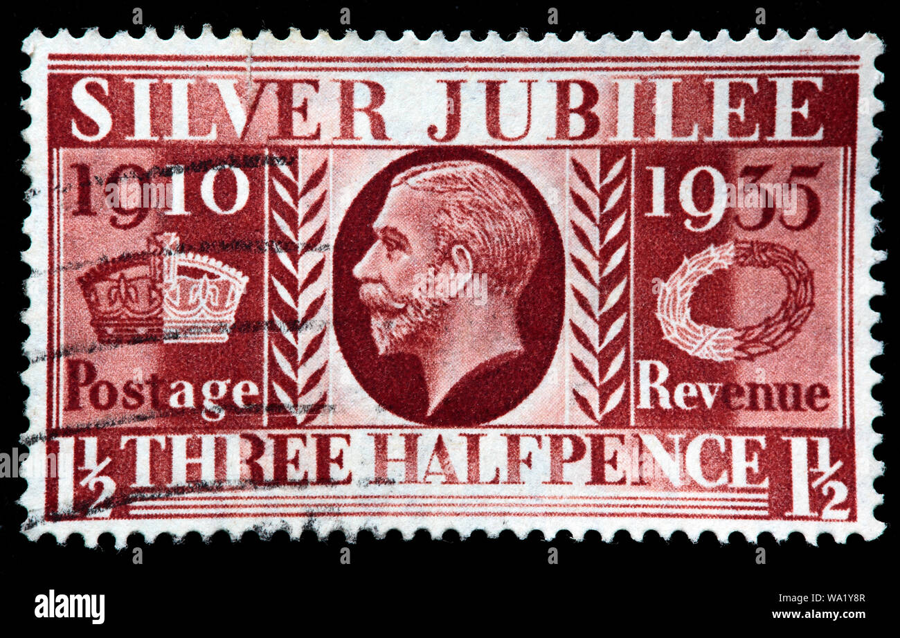 King George V Silver Jubilee, postage stamp, UK, 1935 Stock Photo - Alamy