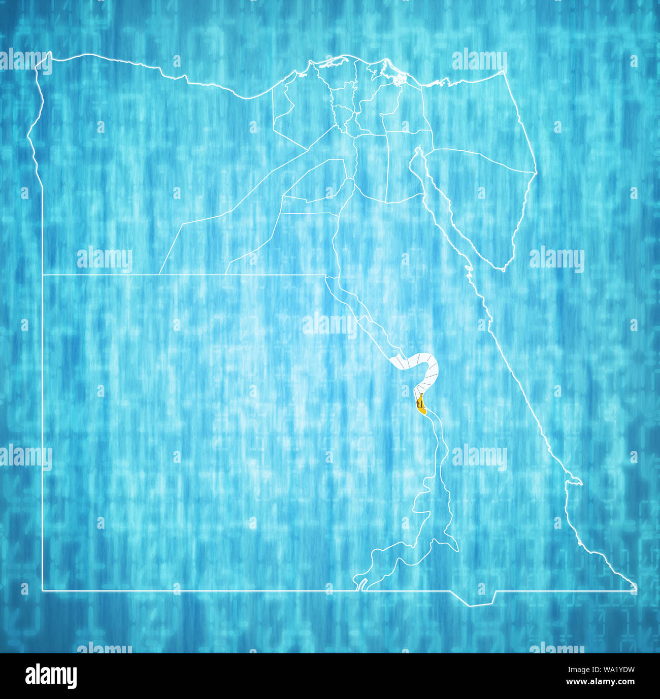 Luxor territory and flag on map of administrative divisions of egypt ...