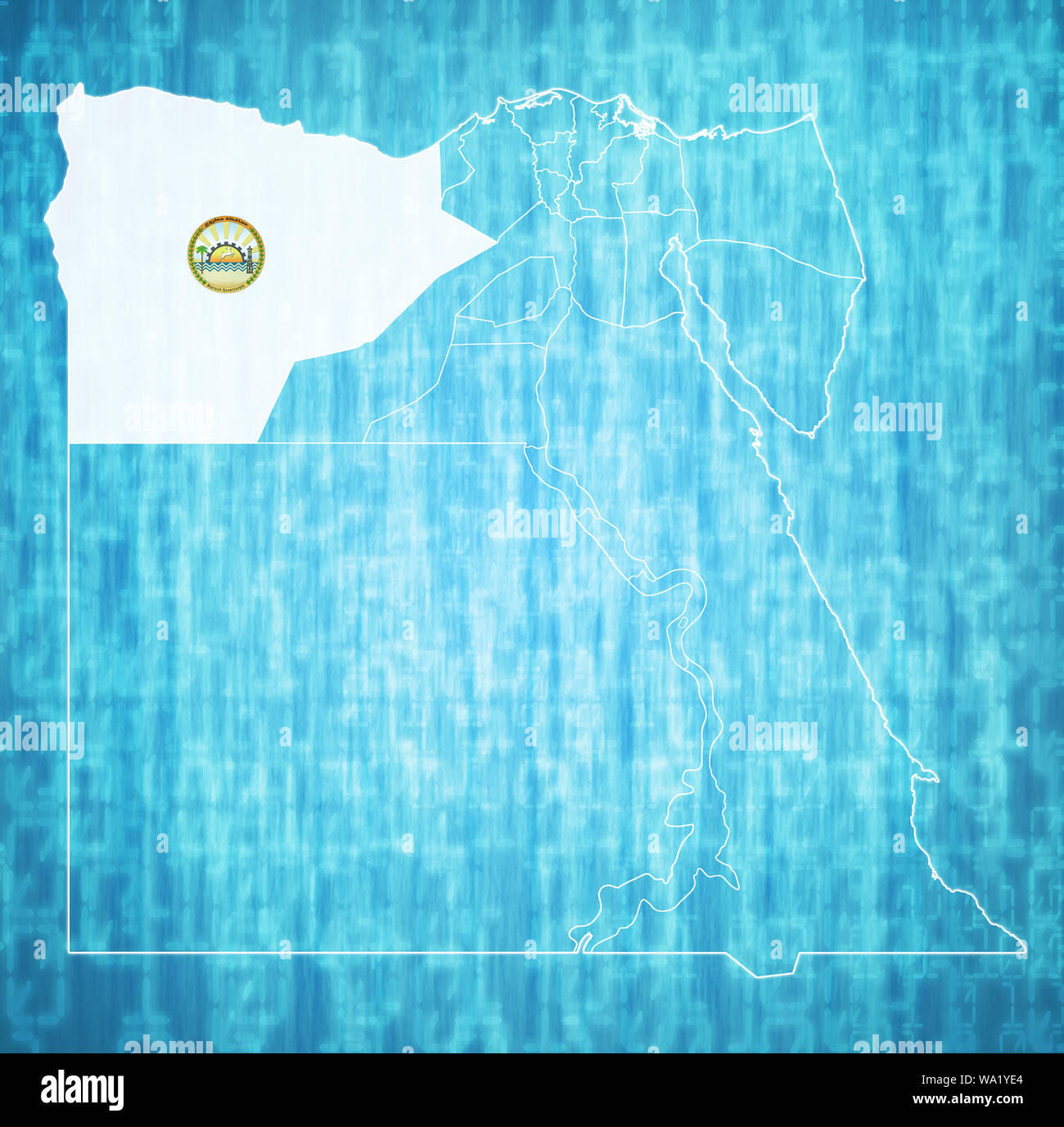 Matrouh territory and flag on map of administrative divisions of egypt ...