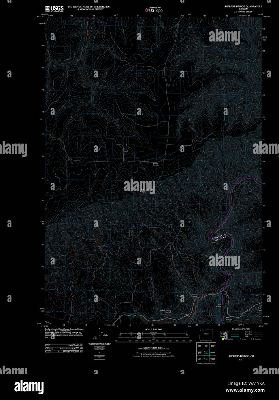USGS Topo Map Oregon Sherars Bridge 20110809 TM Inverted Restoration ...