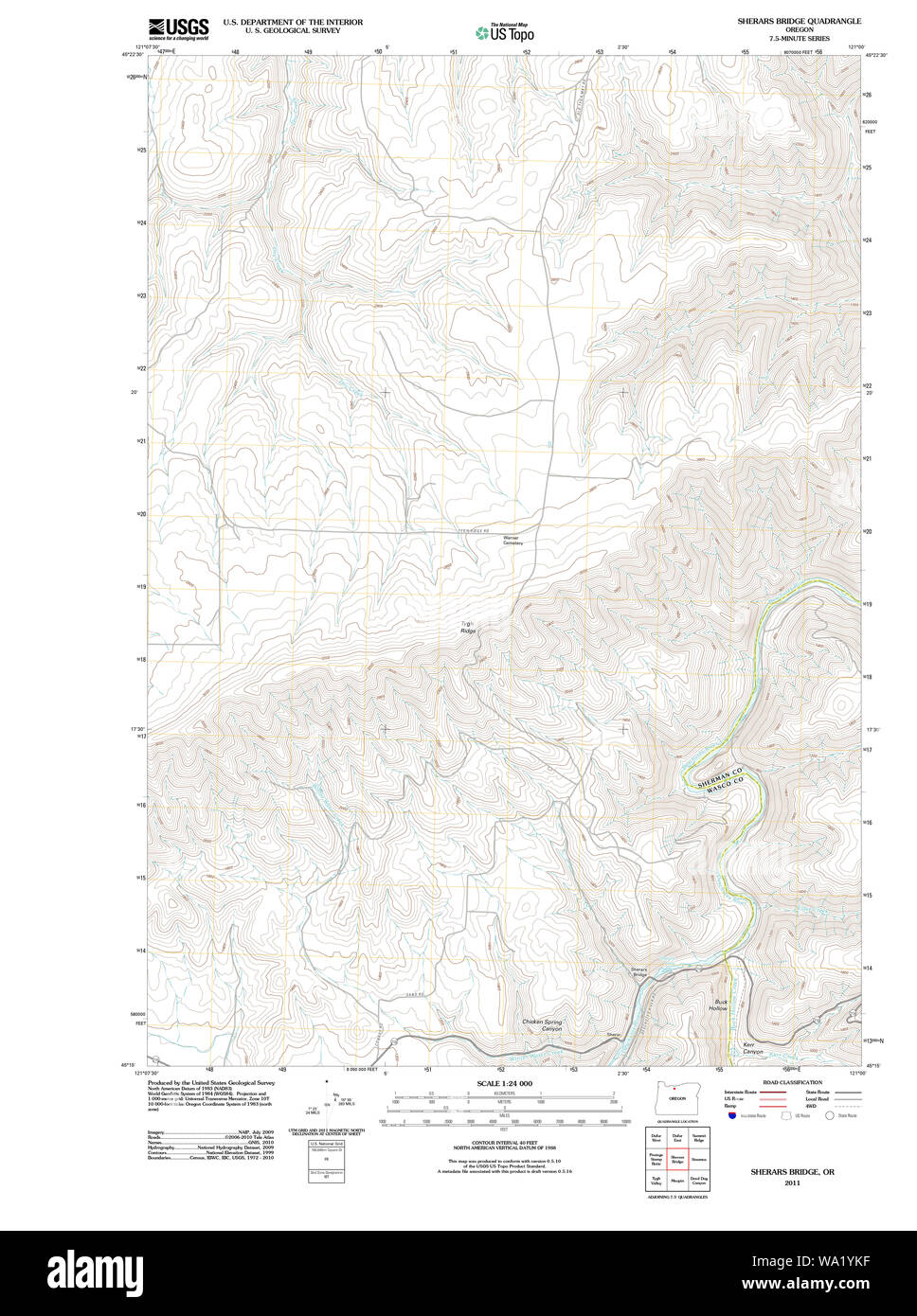 USGS Topo Map Oregon Sherars Bridge 20110809 TM Restoration Stock Photo ...