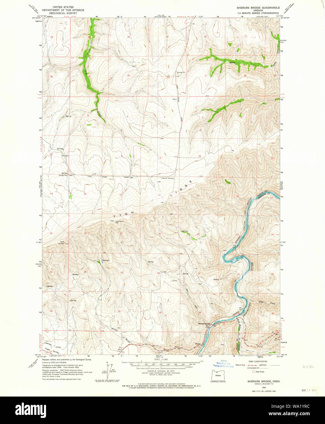 USGS Topo Map Oregon Sherars Bridge 281468 1962 24000 Restoration Stock ...