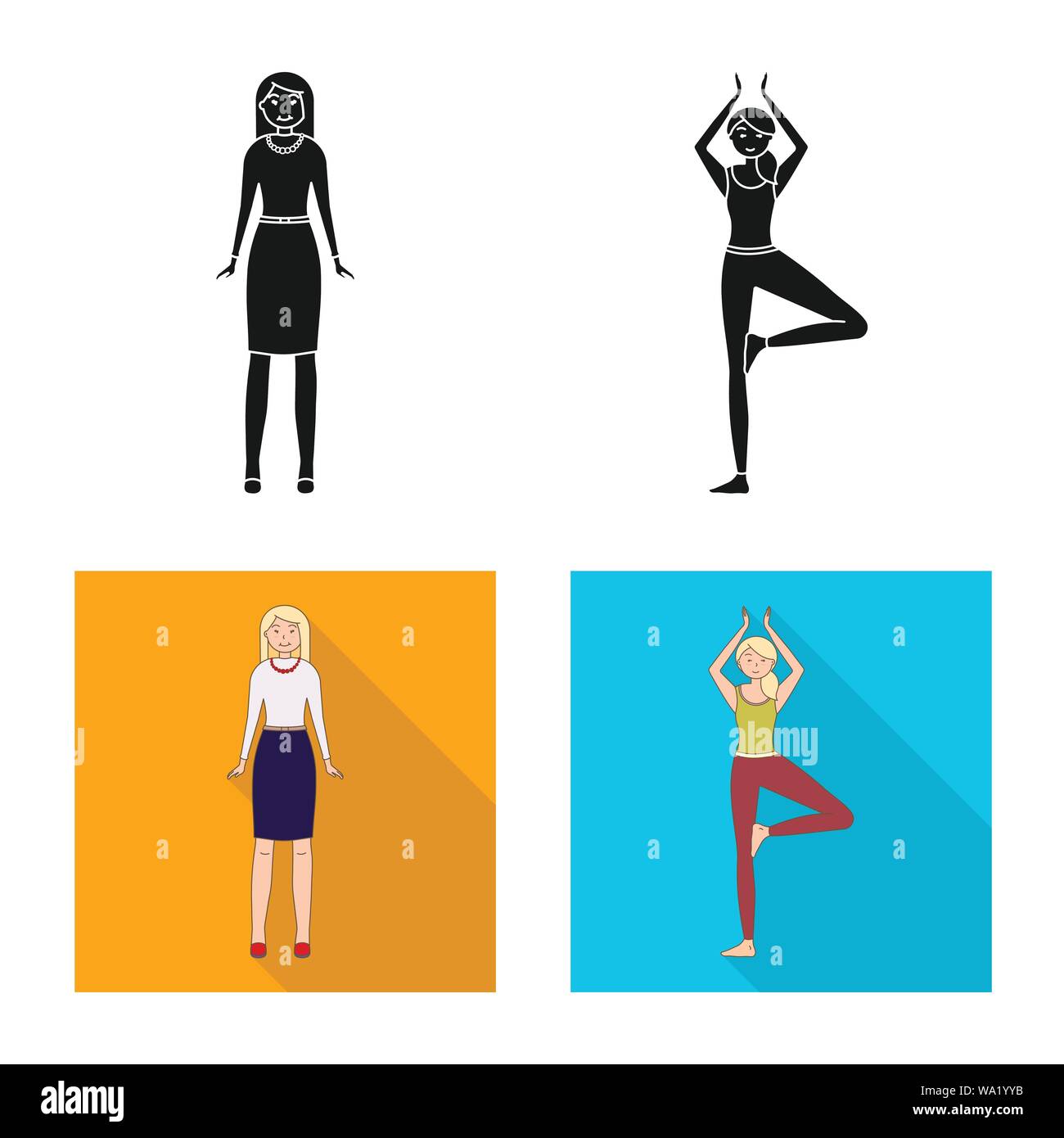 Vector illustration of posture and mood symbol. Collection of posture ...