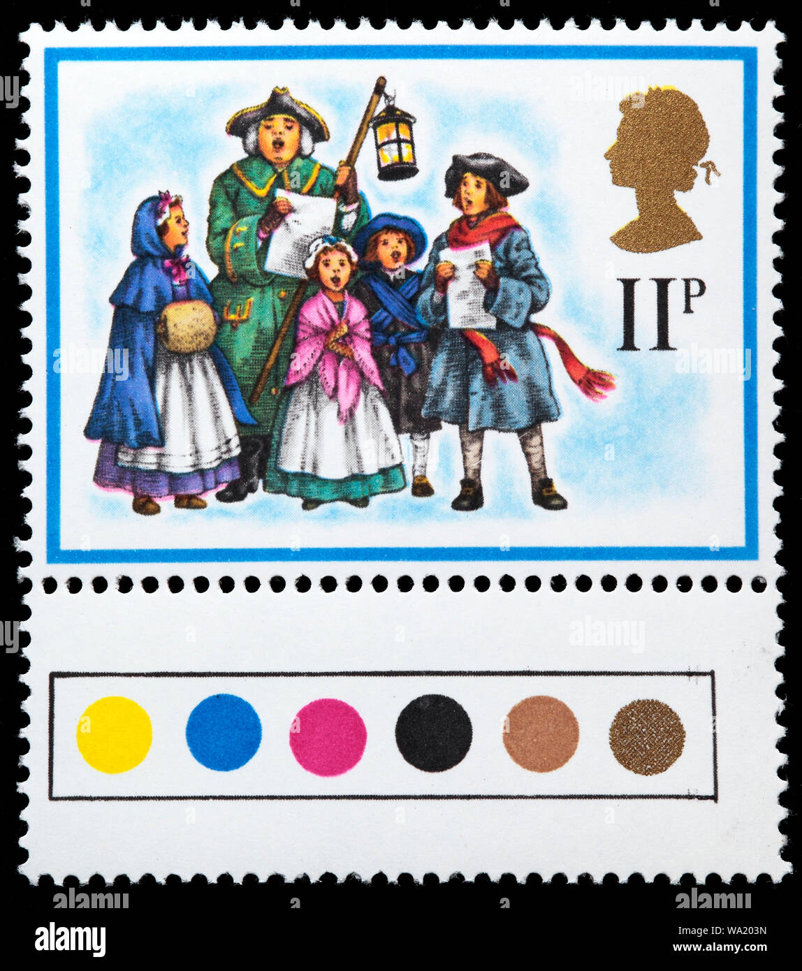 Carol Singing, Happy Christmas, postage stamp, UK, 1978 Stock Photo - Alamy