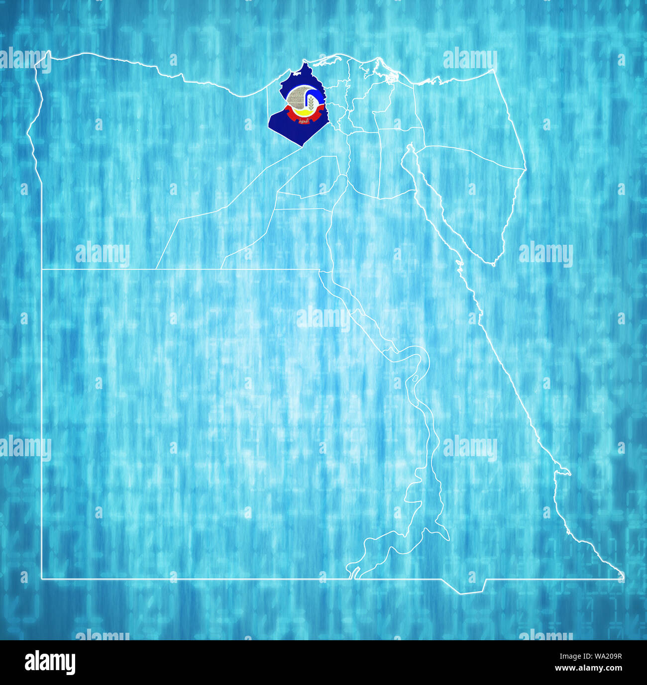 Beheira territory and flag on map of administrative divisions of egypt ...