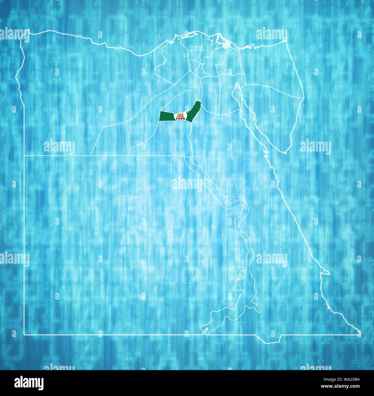 Beni Suef territory and flag on map of administrative divisions of ...