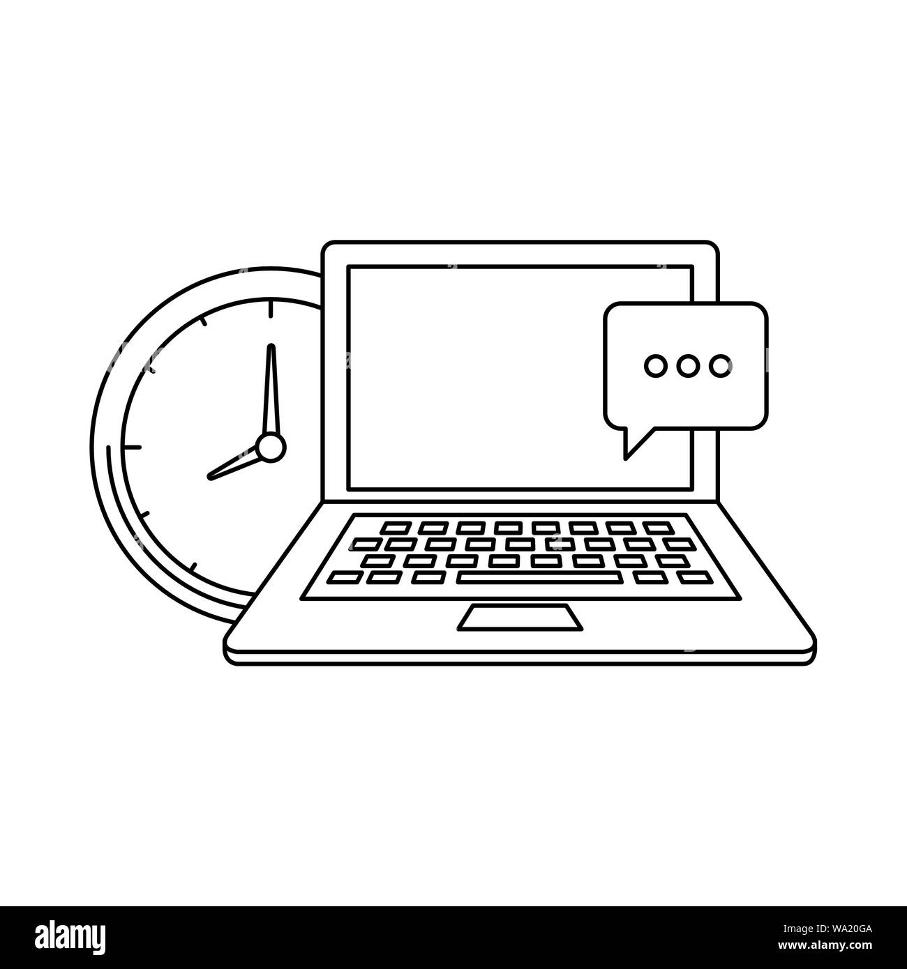 laptop computer with time clock Stock Vector Image & Art - Alamy