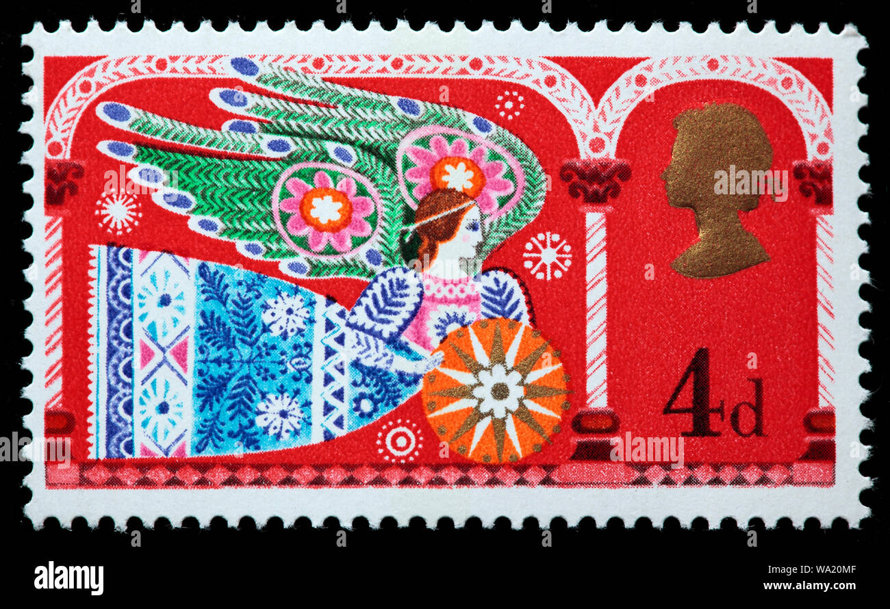 Herald Angel, Happy Christmas, postage stamp, UK, 1969 Stock Photo - Alamy