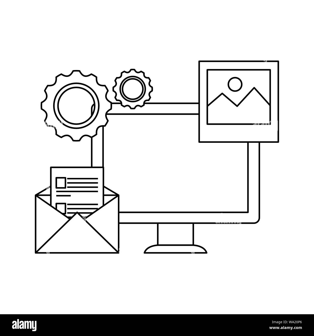desktop computer with envelope mail Stock Vector Image & Art - Alamy