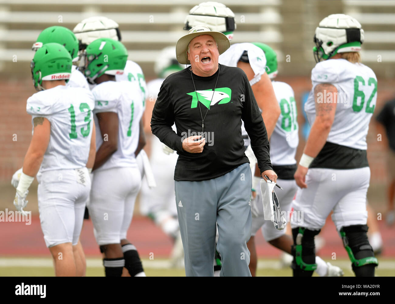 August 15, 2019: University of North Dakota Fighting Hawks head coach ...