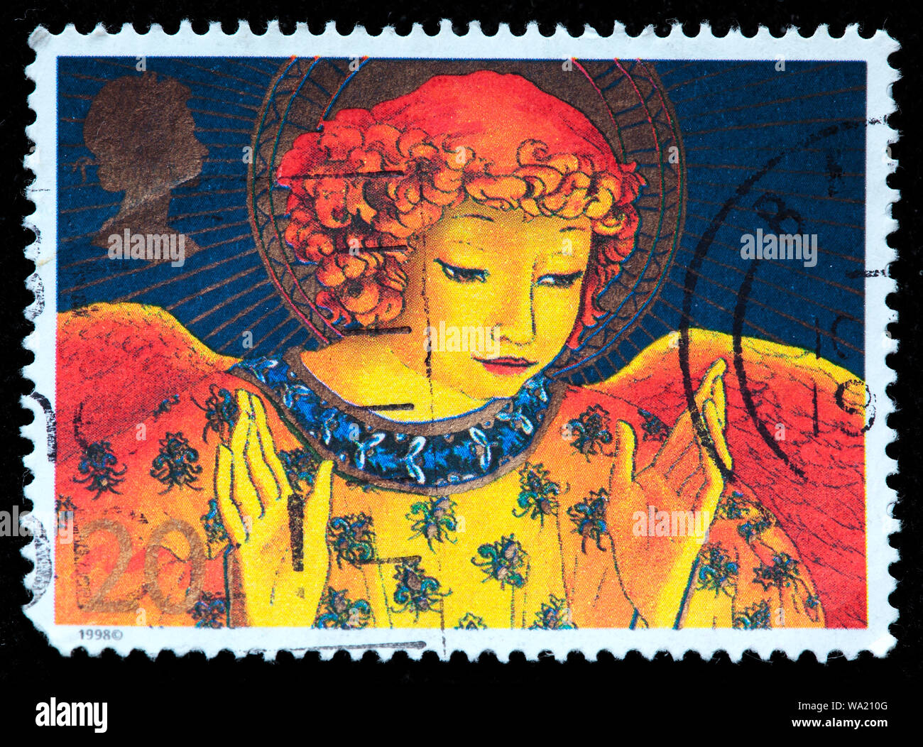 Angel, Happy Christmas, postage stamp, UK, 1998 Stock Photo - Alamy