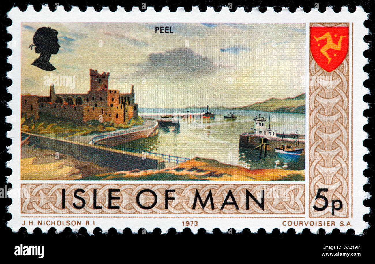 Peel, postage stamp, UK, Isle of Man, 1973 Stock Photo - Alamy