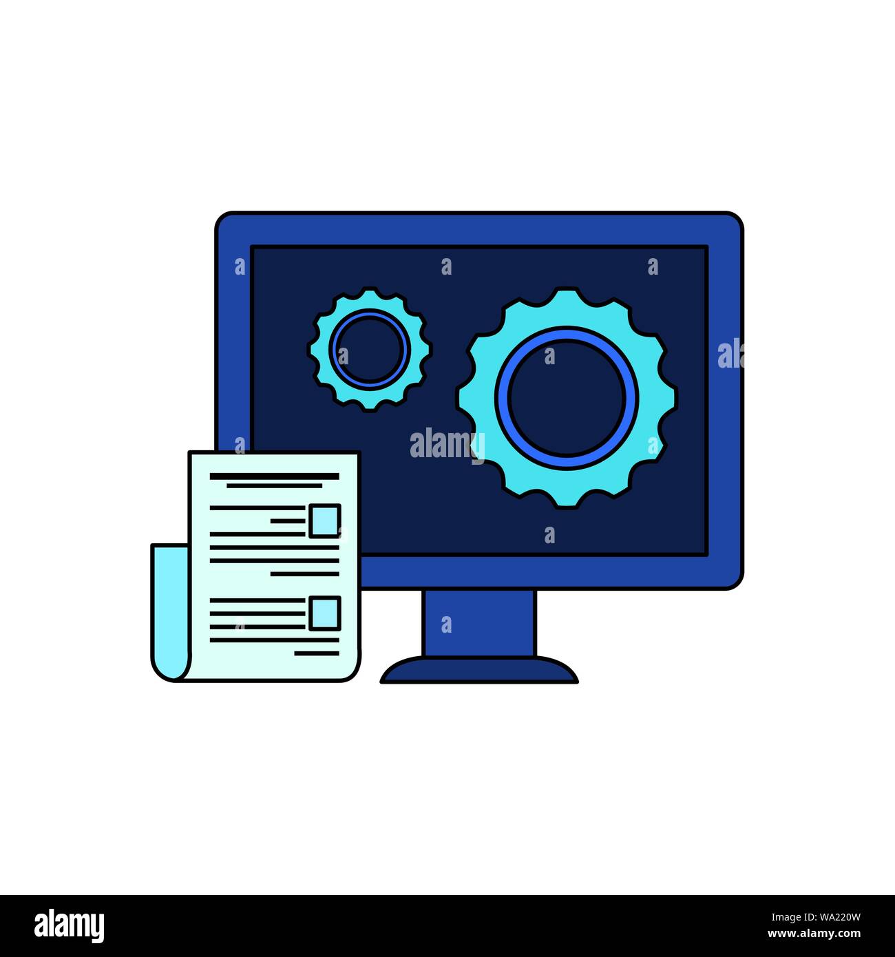 desktop computer with gears settings Stock Vector Image & Art - Alamy