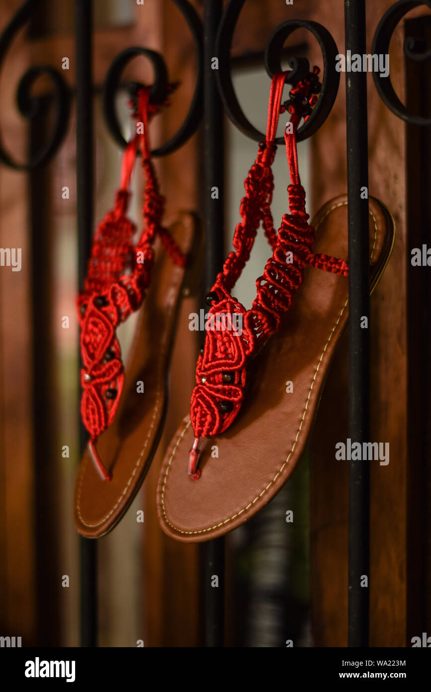 Handmade macrame sandals by Amaru Colombia Stock Photo - Alamy