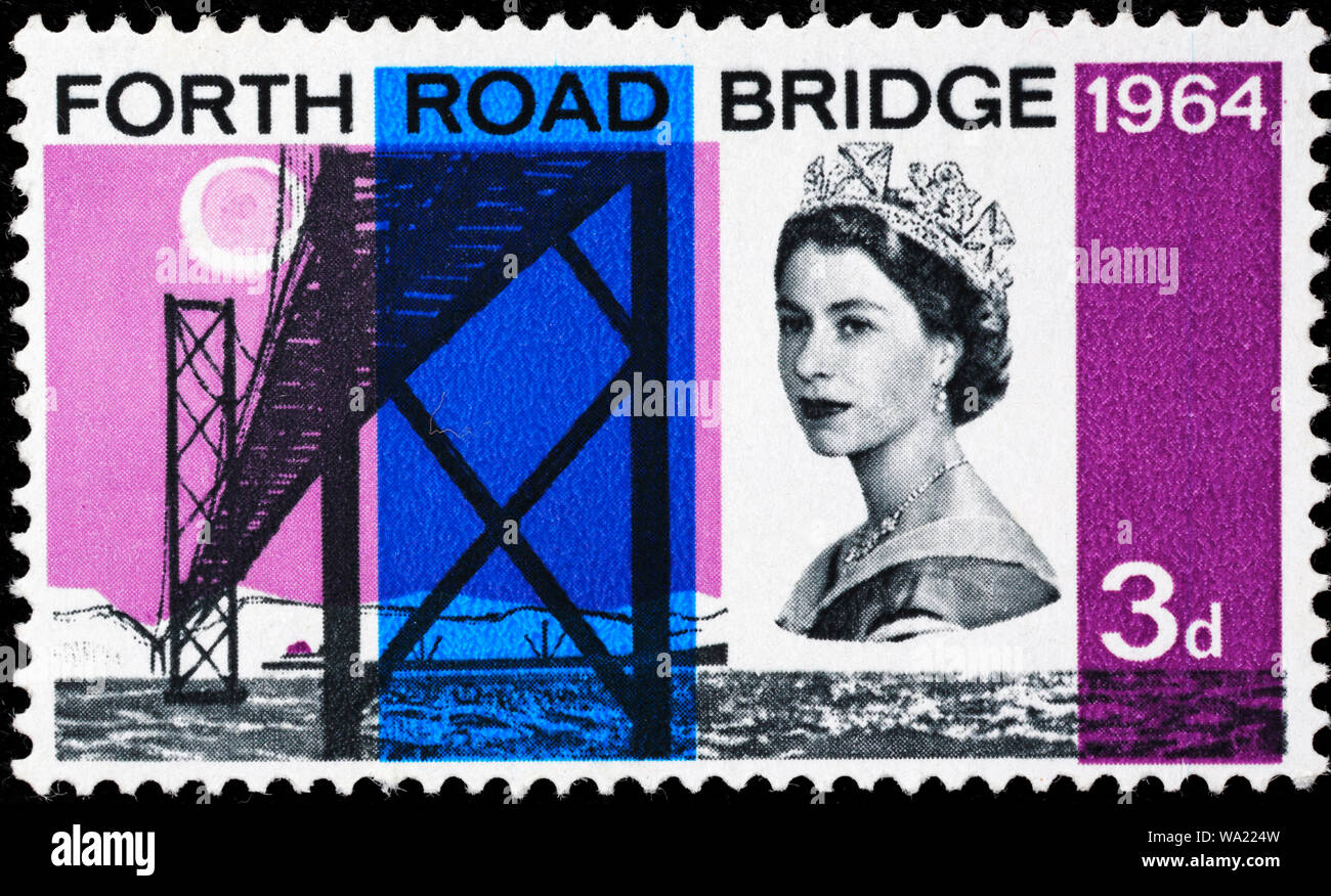 Forth Road Bridge, Scotland, postage stamp, UK, 1964 Stock Photo - Alamy