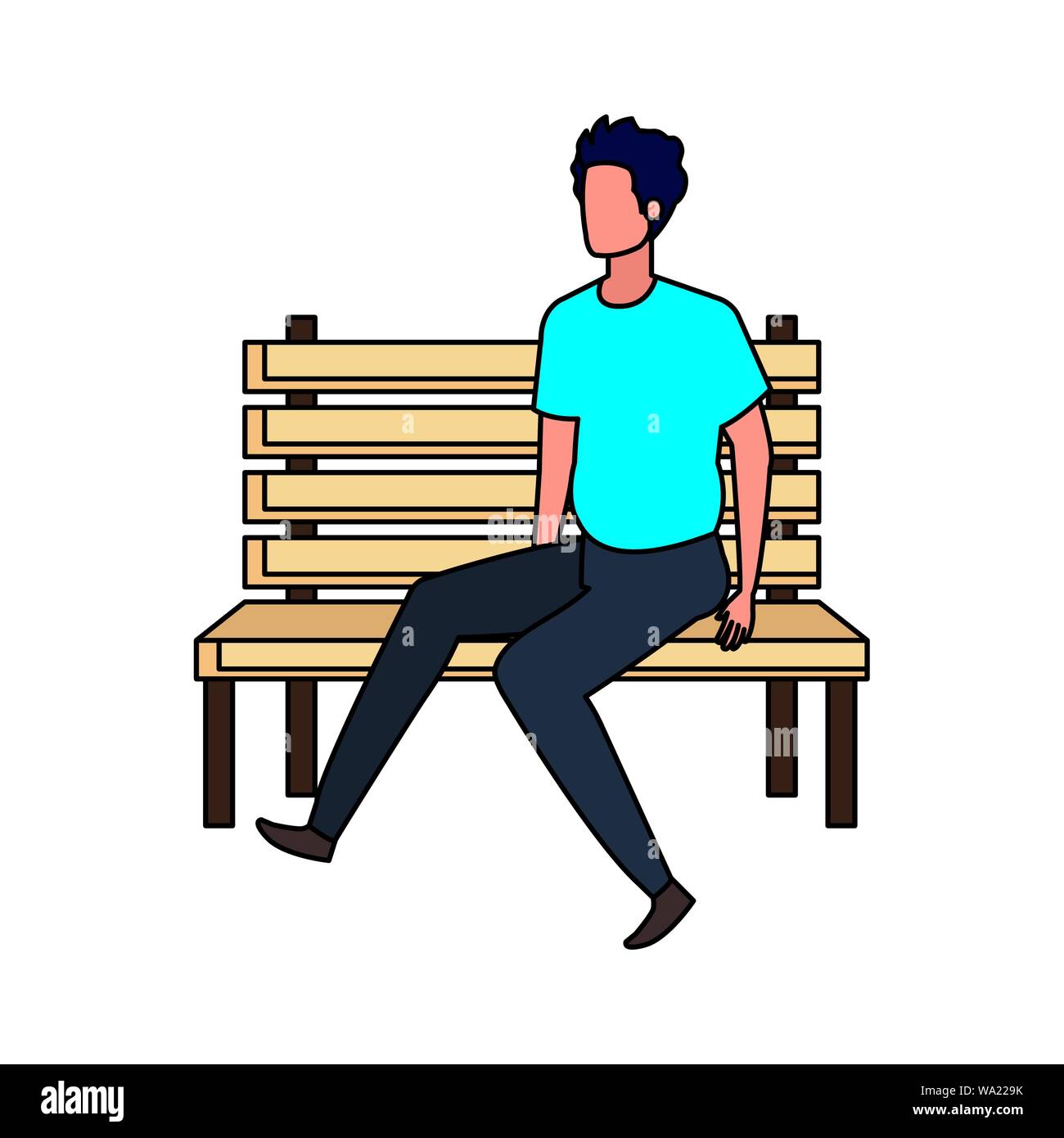 young and casual man seated in park chair character Stock Vector Image ...