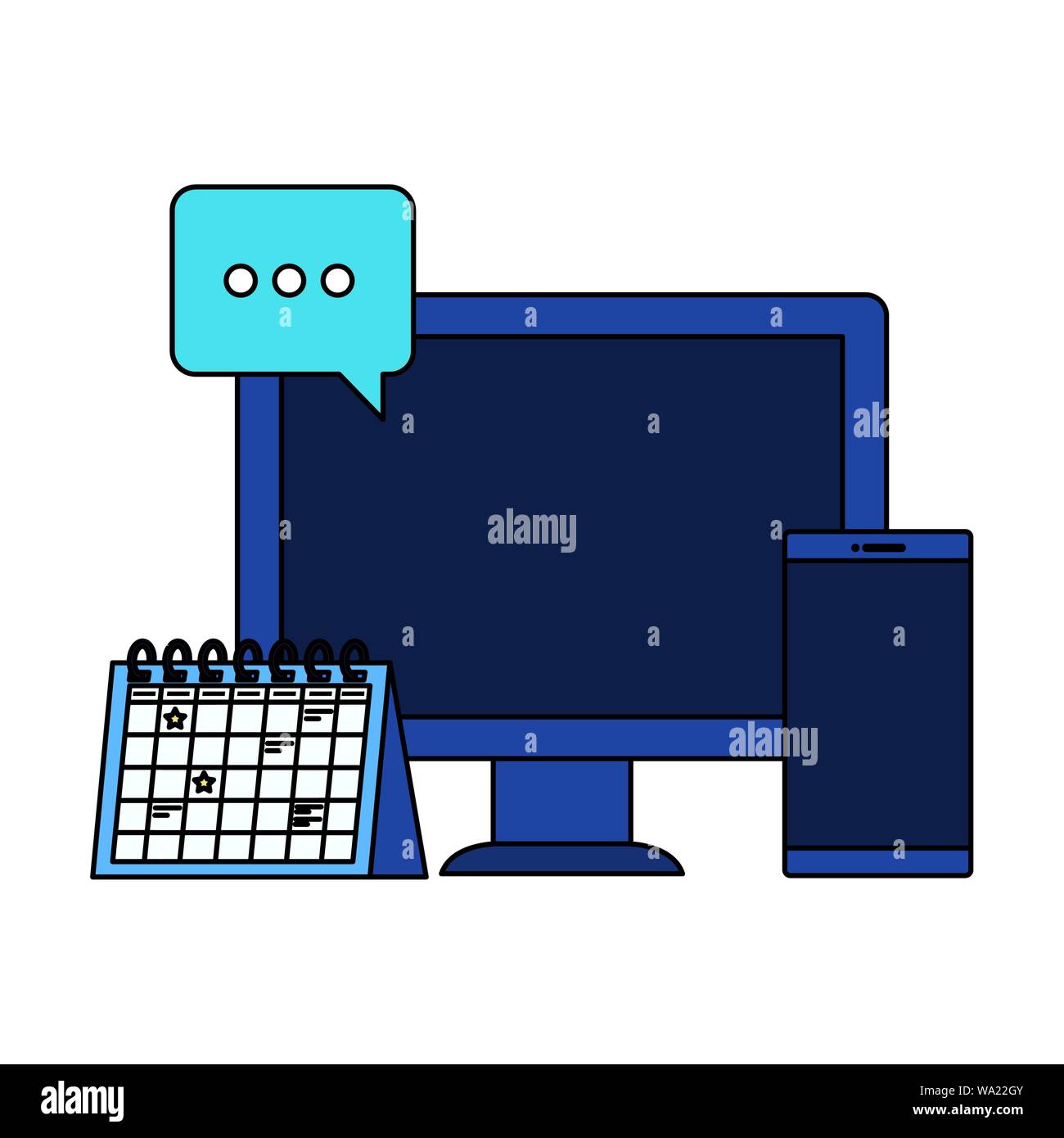 desktop computer with calendar reminder Stock Vector Image & Art - Alamy
