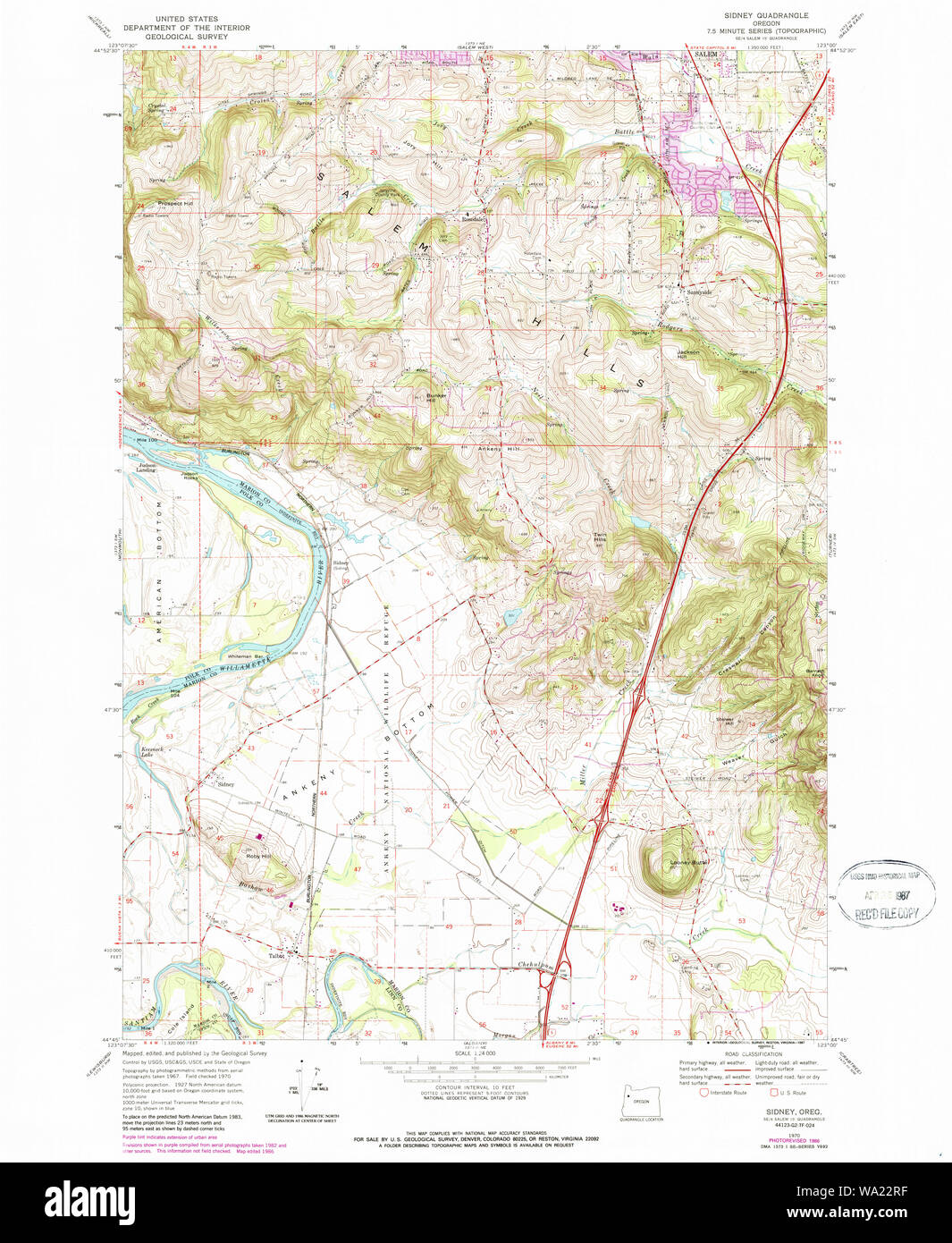 USGS Topo Map Oregon Sidney 281498 1970 24000 Restoration Stock Photo ...