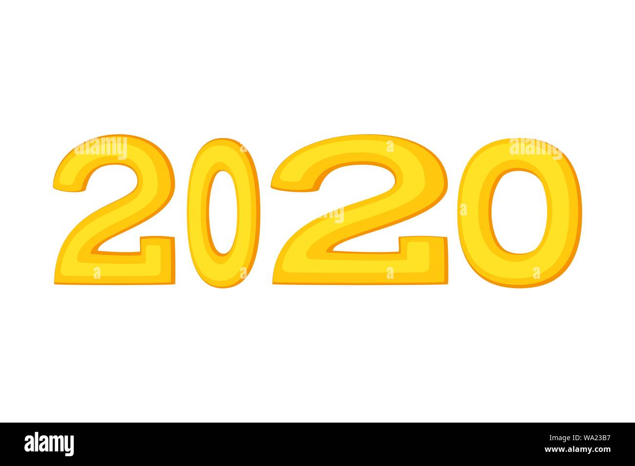 Cartoon yellow 2020 various width text characters Stock Vector Image ...