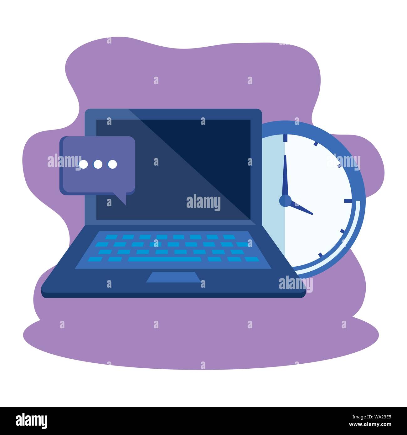 laptop computer with time clock Stock Vector Image & Art - Alamy