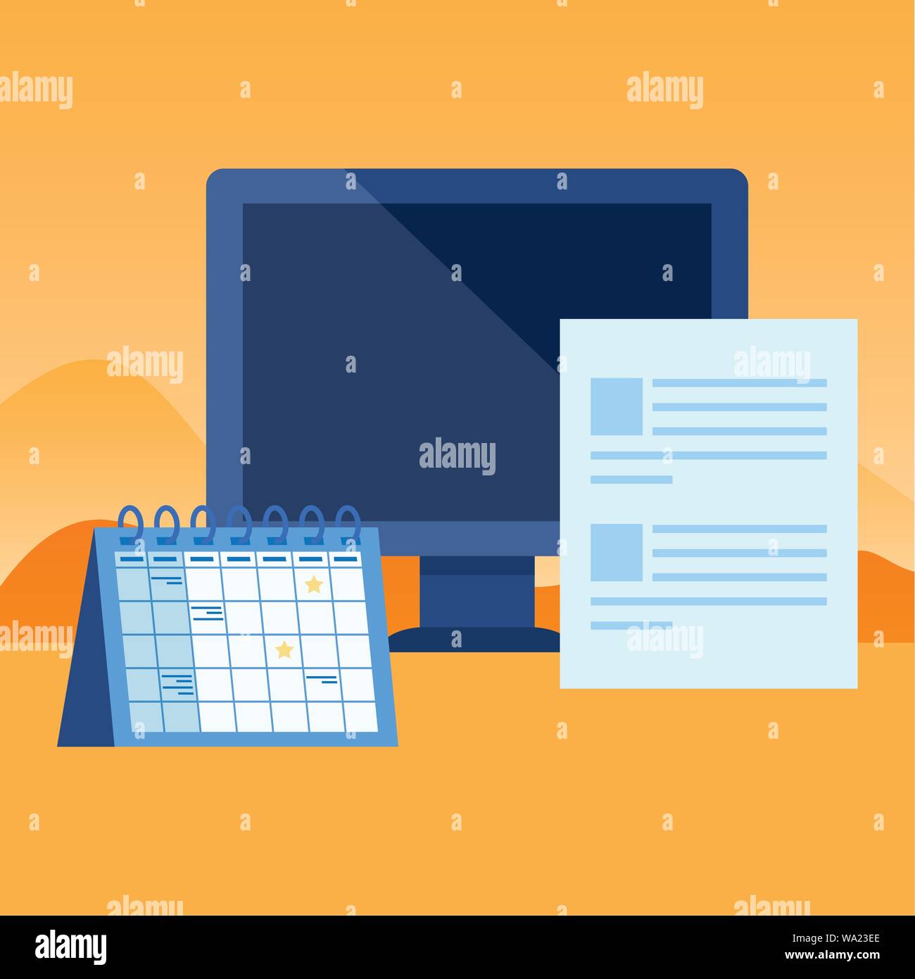 desktop computer with calendar reminder Stock Vector Image & Art - Alamy