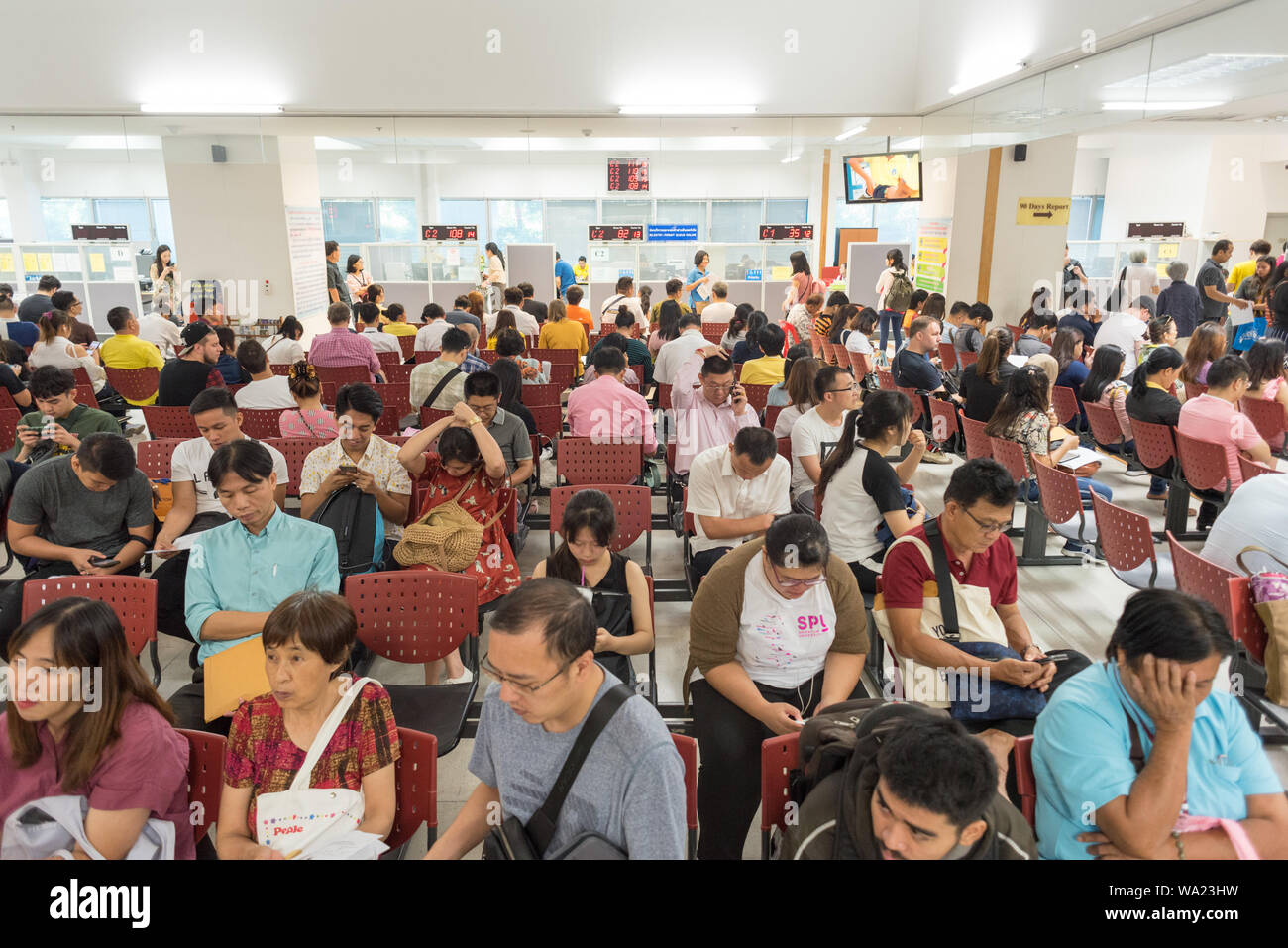 Bangkok July 11 2019 People Wait To Apply For An Extension Of Visa