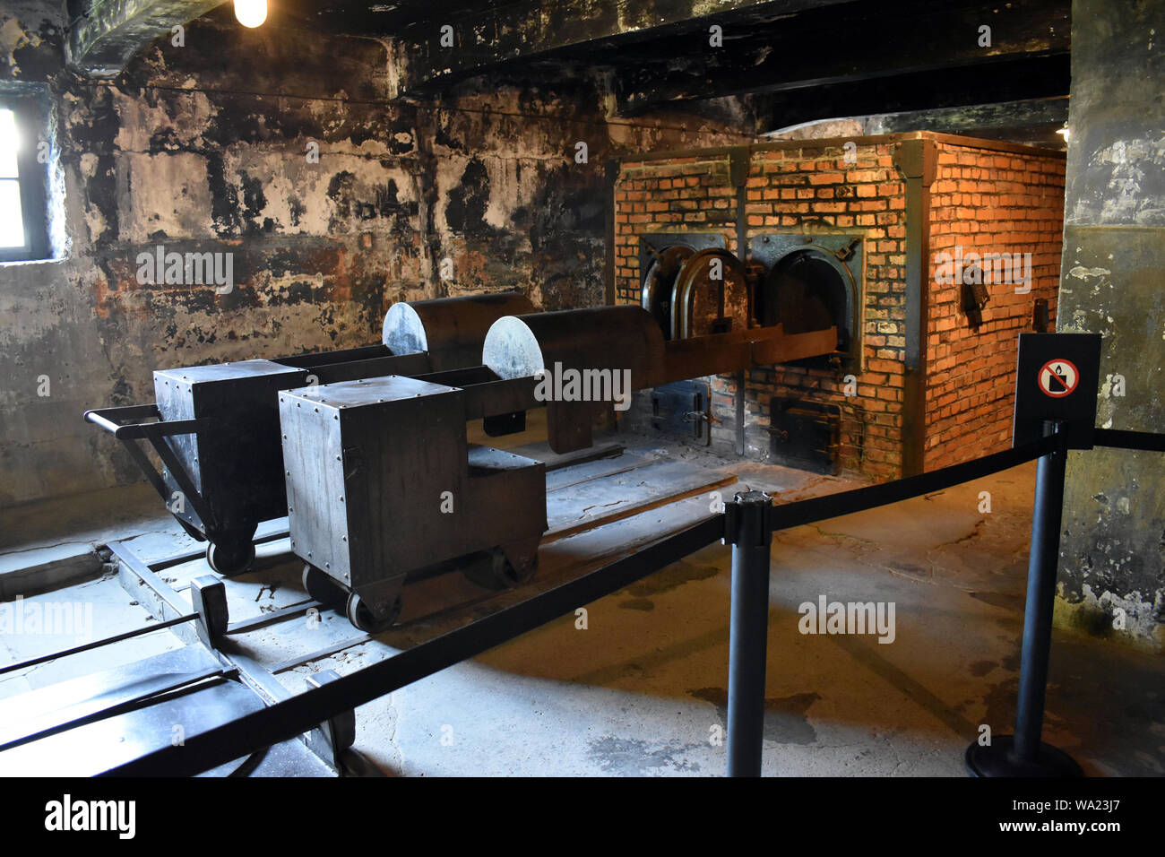 A view of the twin entrance conveyers into the crematorium furnace in ...