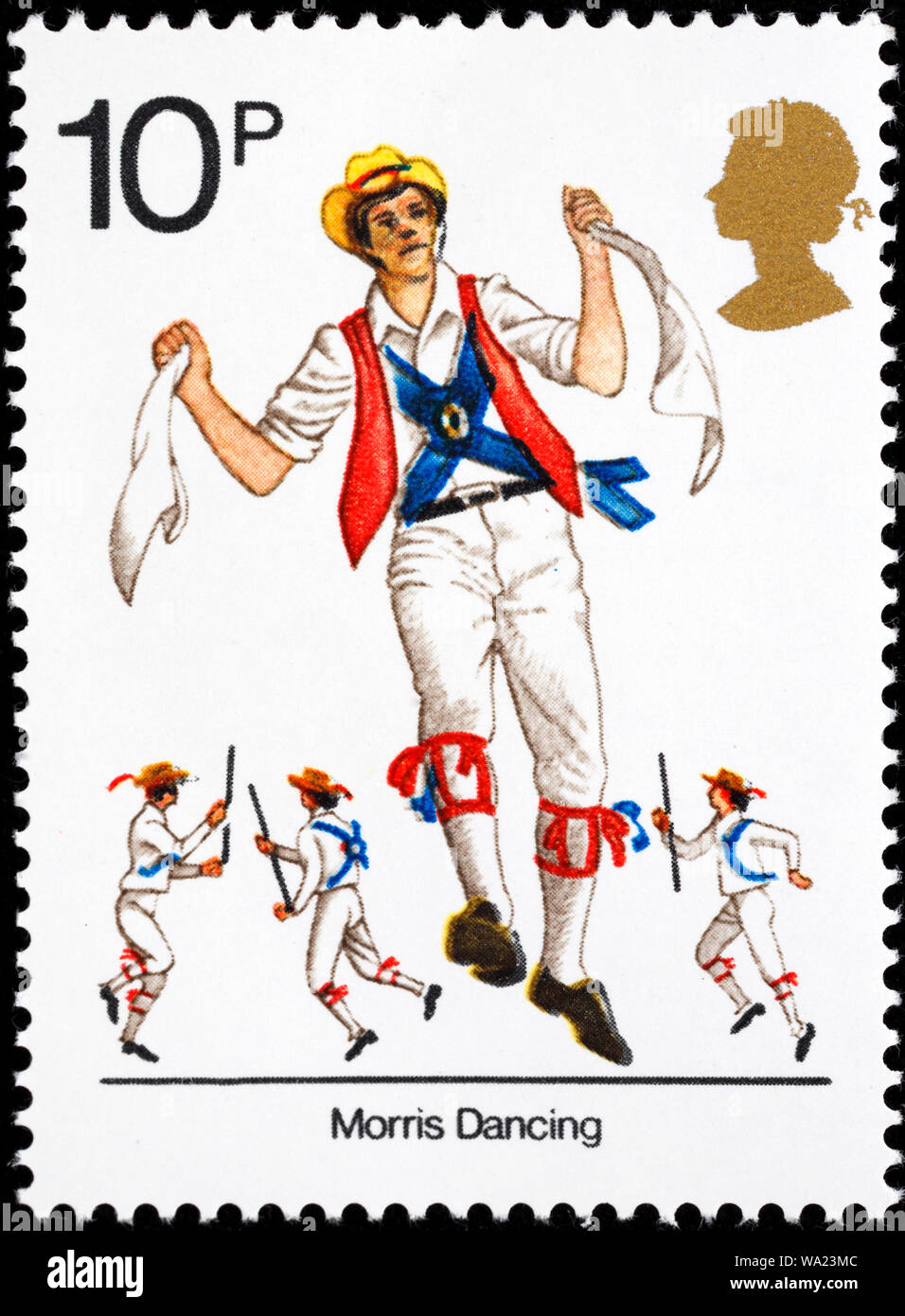 Morris Dancing, British cultural traditions, postage stamp, UK, 1976 ...