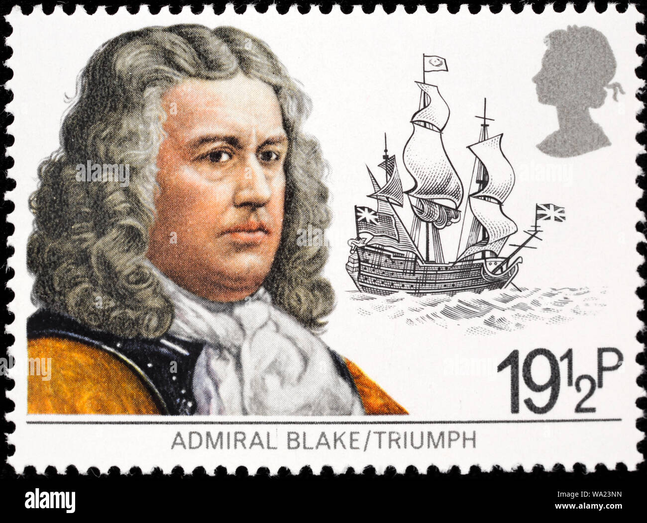 Admiral Robert Blake (1598-1657), Triumph, postage stamp, UK, 1982 ...