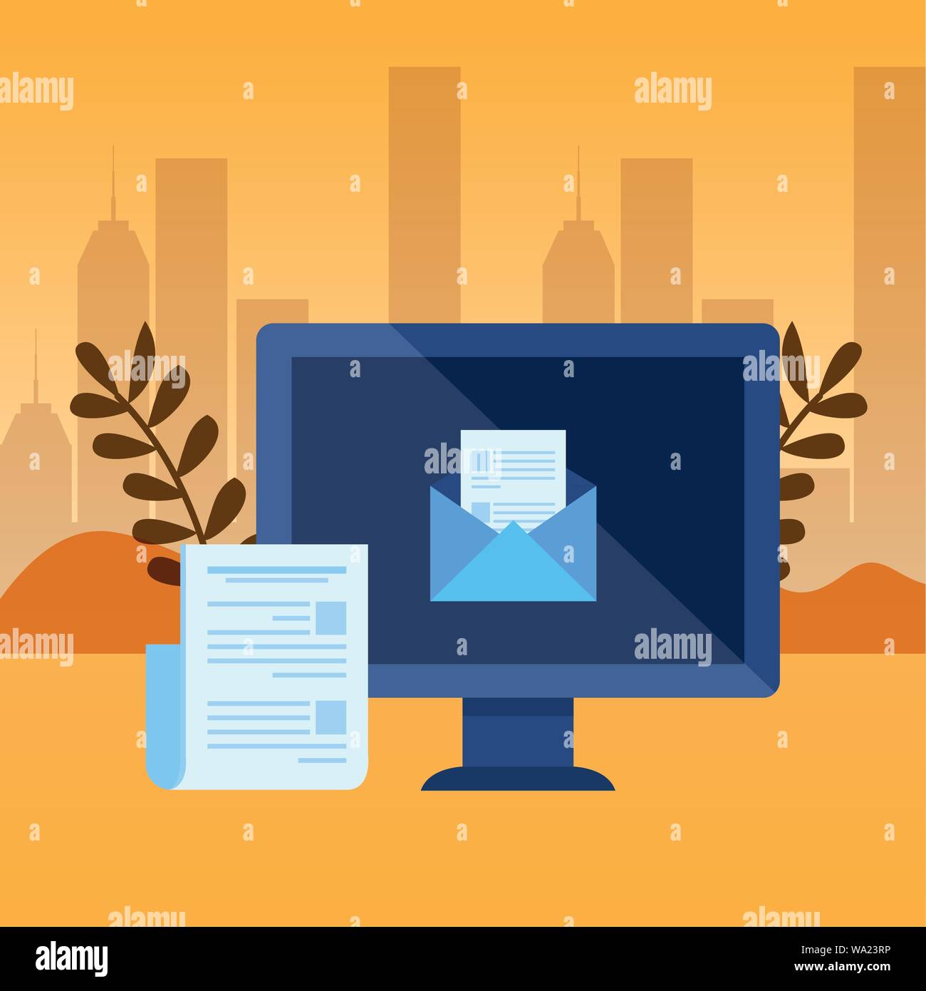 desktop computer with envelope mail Stock Vector Image & Art - Alamy