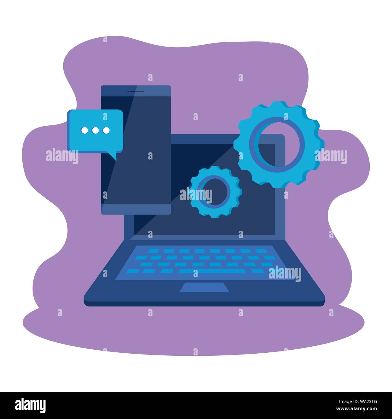 laptop computer with gears settings Stock Vector Image & Art - Alamy