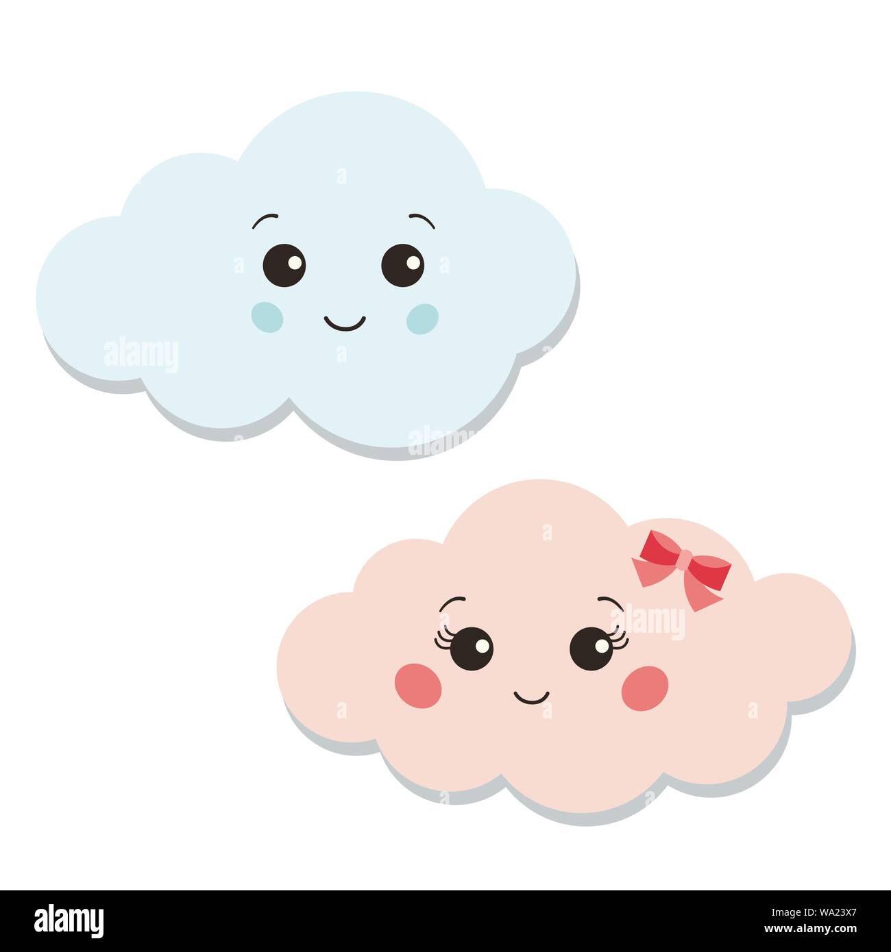 Clouds icons vector set isolated on white background Vector character ...